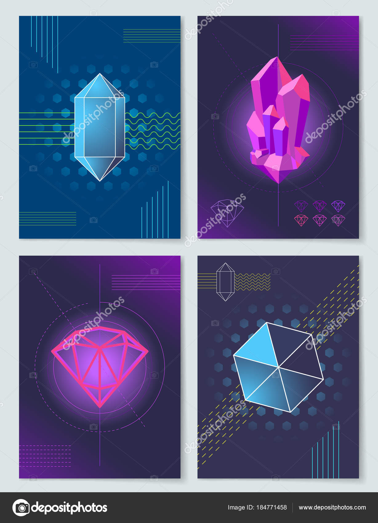 Bright Neon Lights and Geometric Shapes Posters Stock Vector Image by ...