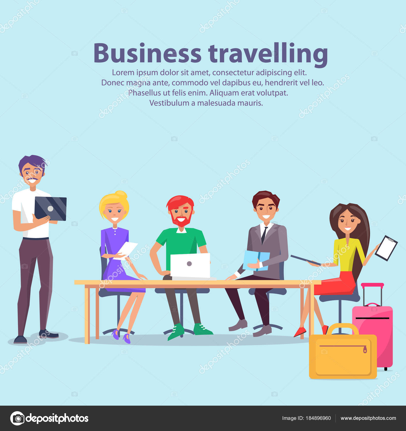 Business Travelling Workers Vector Illustration Stock Vector by ...