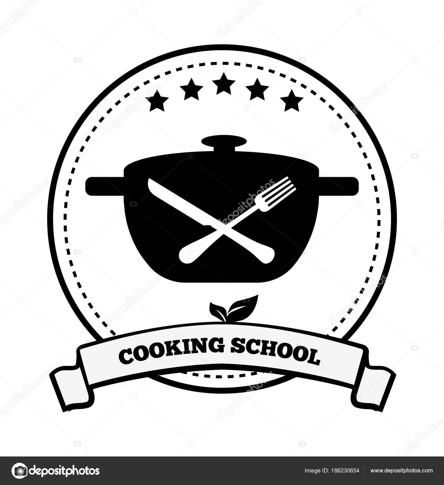 Cooking School Emblem Pretty Vector Illustration Stock Vector by ...