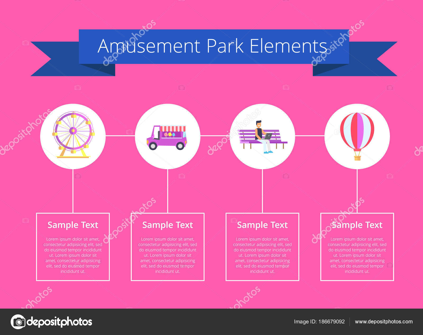 Amusement Park Elements Poster Vector Illustration Stock Vector by ...