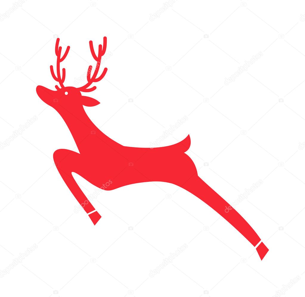 Running Red Reindeer Icon Vector Illustration — Stock Vector © Robuart 192770398