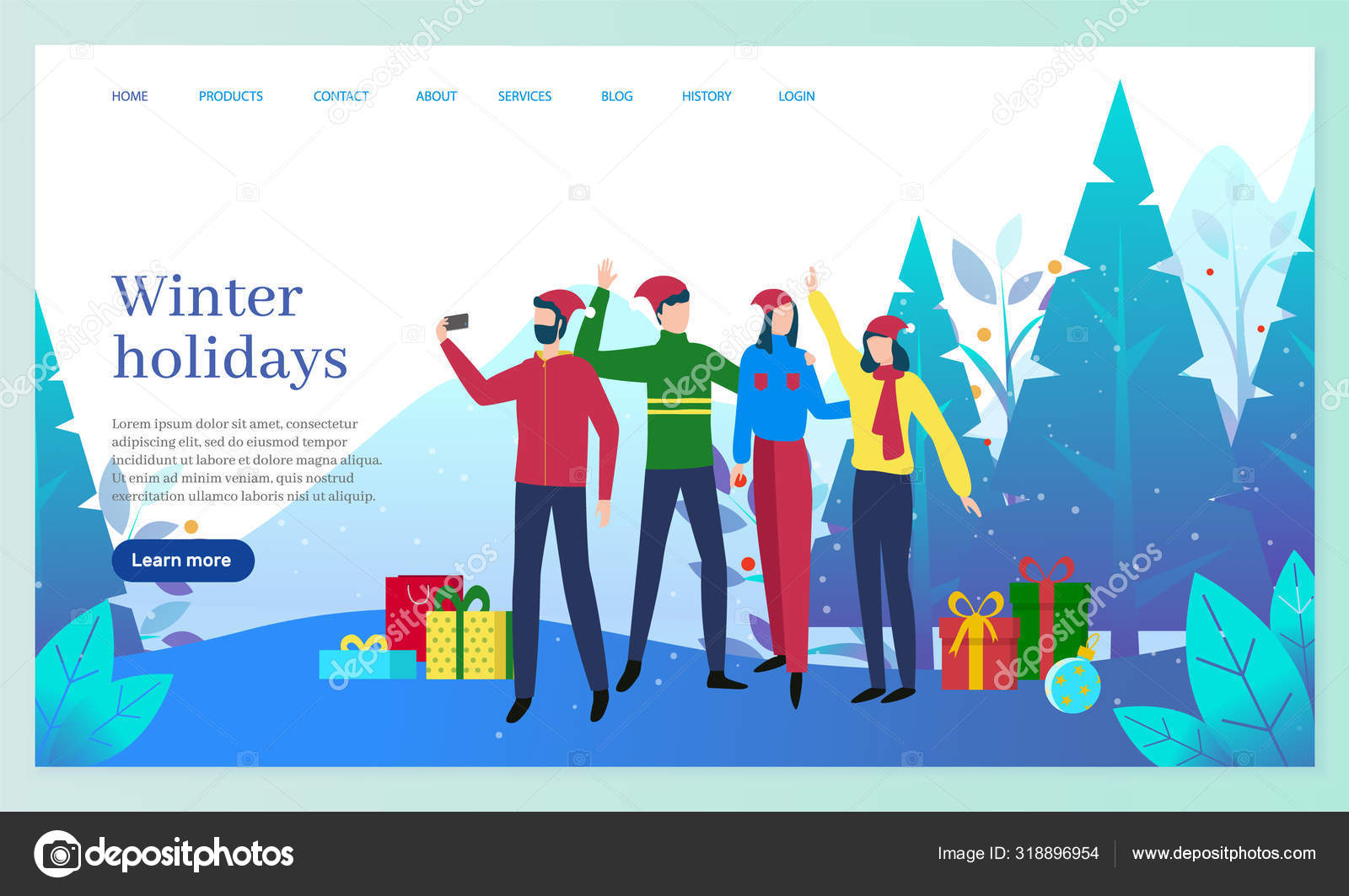 Winter Holidays, Friends on Vacations on Nature Stock Vector Image by ...
