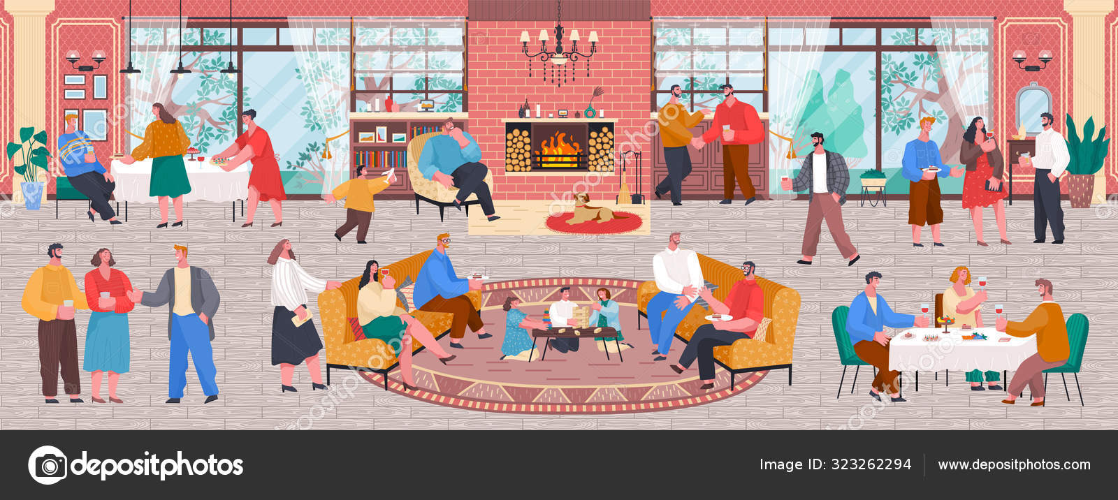 House Party or Home Reception, Family and Friends Stock Vector Image by ...