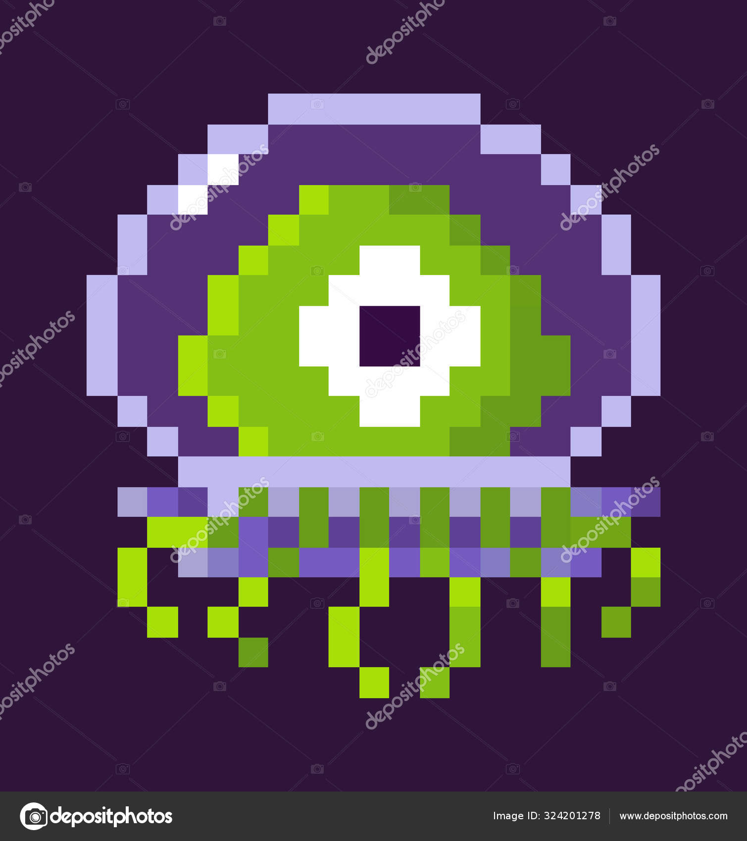 Alien with Tentacles Wearing Costume Pixel Game Stock Vector Image by ...