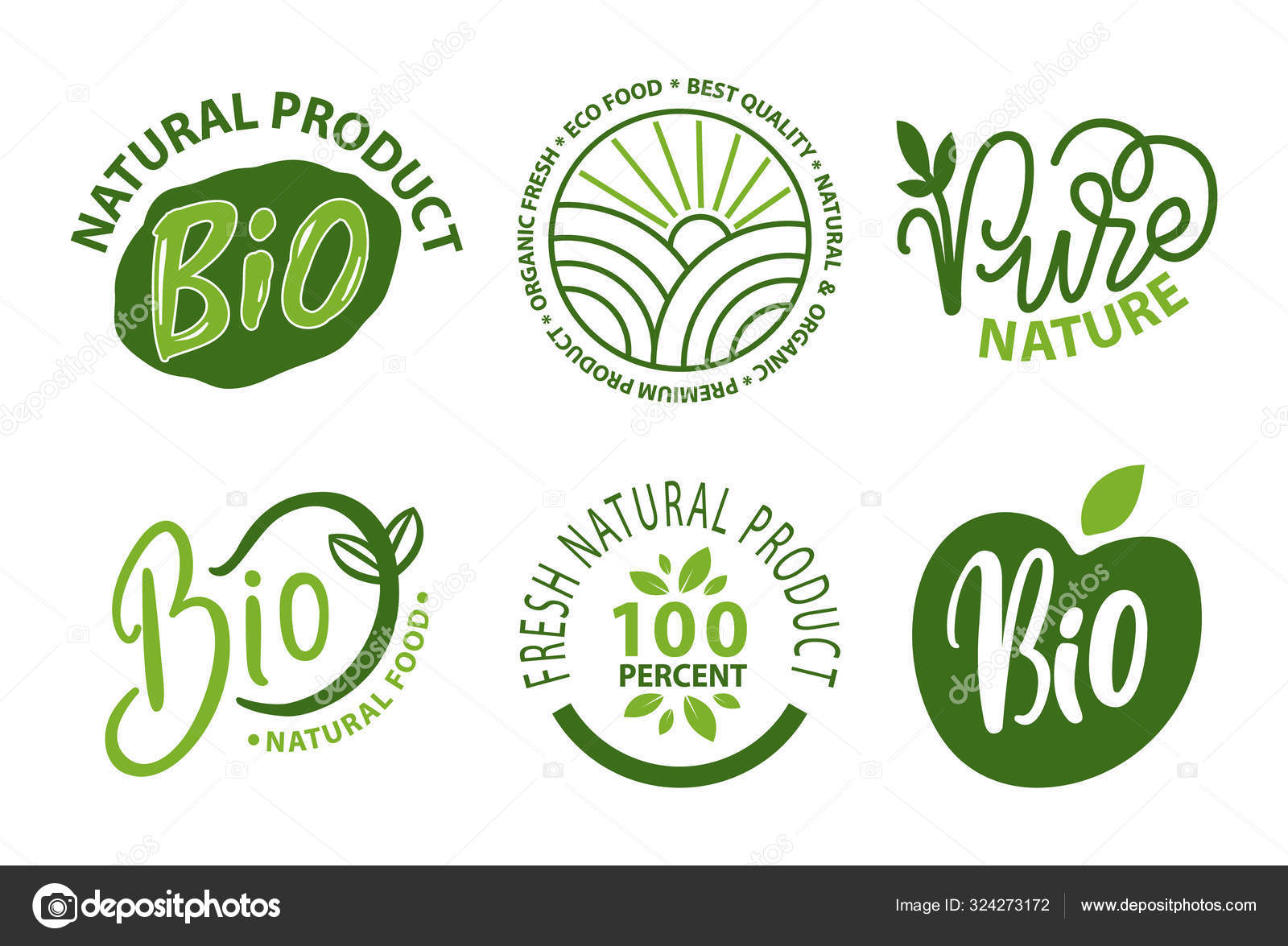 Organic Food Bio Ingredients, Apples and Leaves — Stock Vector ...