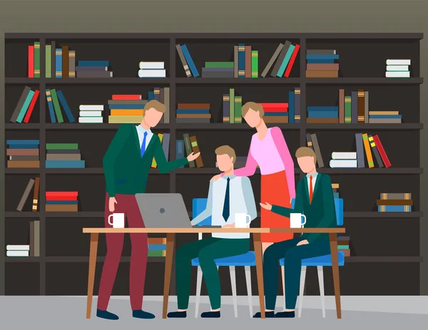 People Working on Project in Team, Books Files - Stock Image - Everypixel