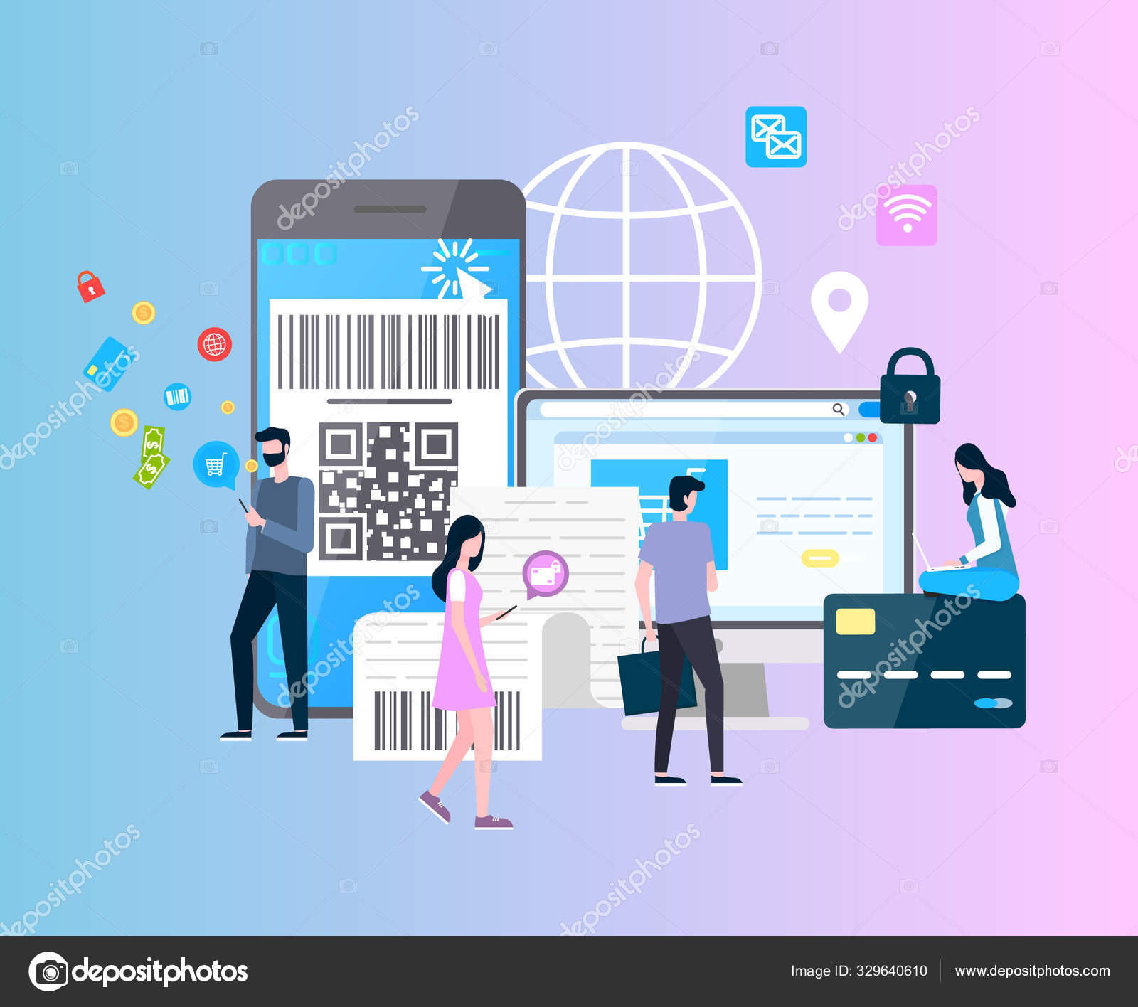Online Service Banking and Money Transactions Stock Vector by ©robuart ...