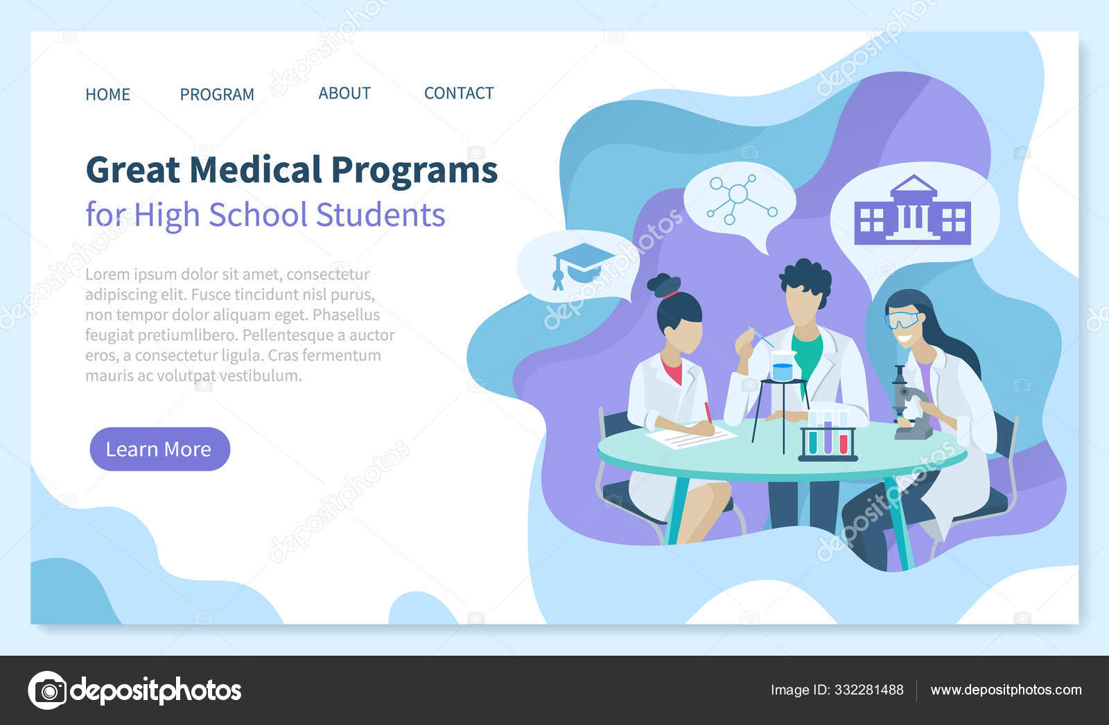 Medical Program for High School Students Website Stock Vector Image by ...