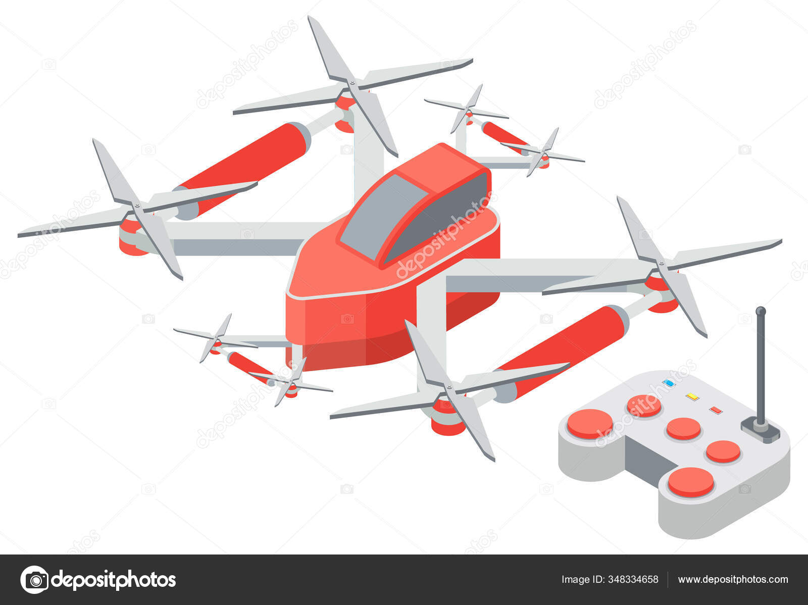 Quadcopter and Remote Controller, Drone Vector Stock Vector by ©robuart ...