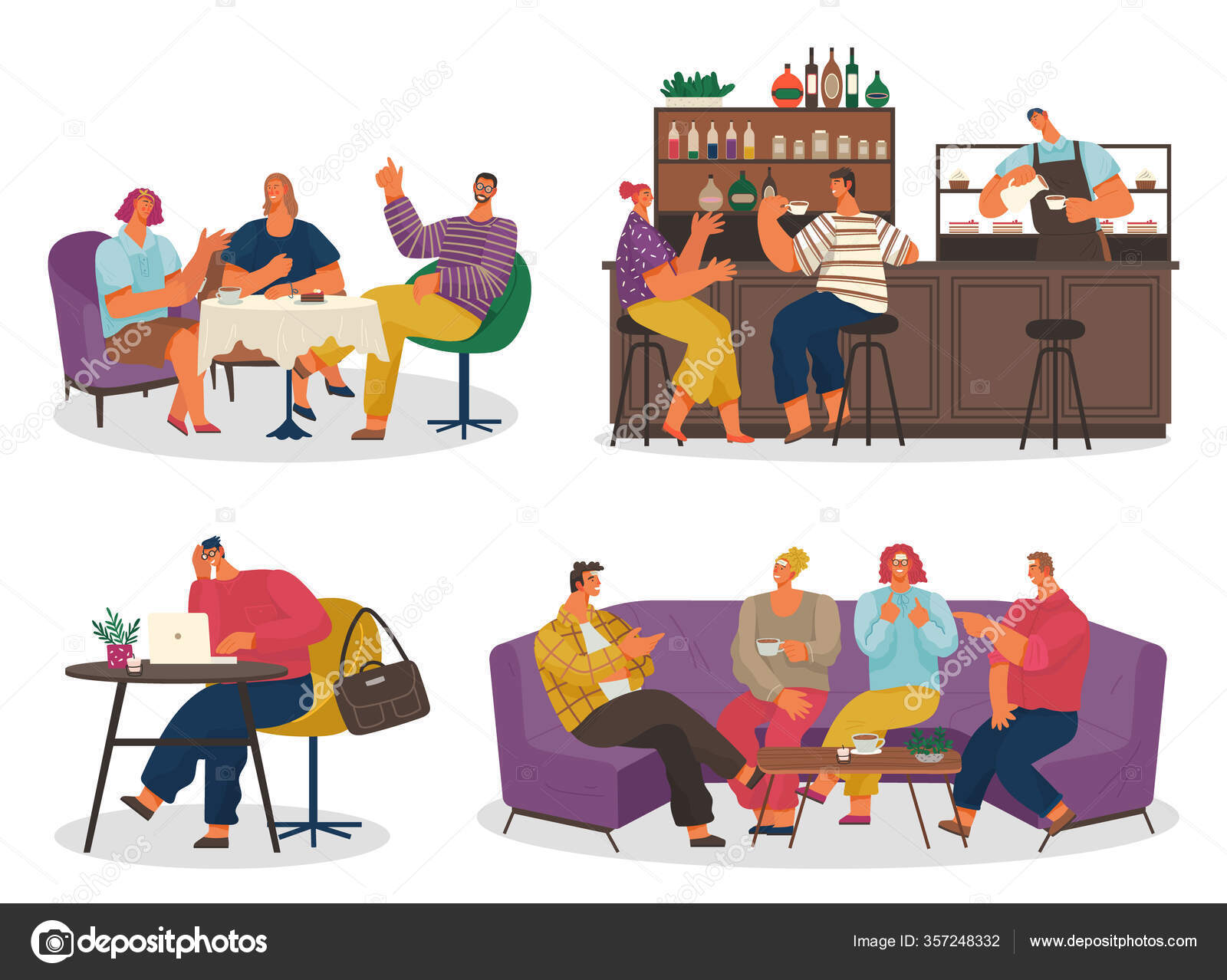 Drinking Coffee With Friends Clipart