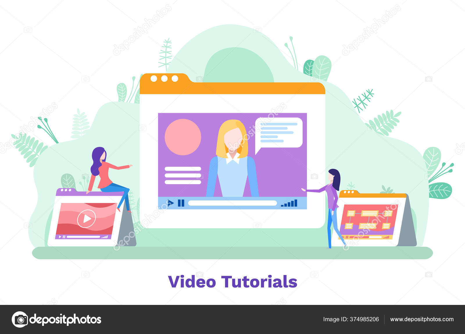 Screen of Playing Financial Video, Tutorial Vector — Stock Vector ...