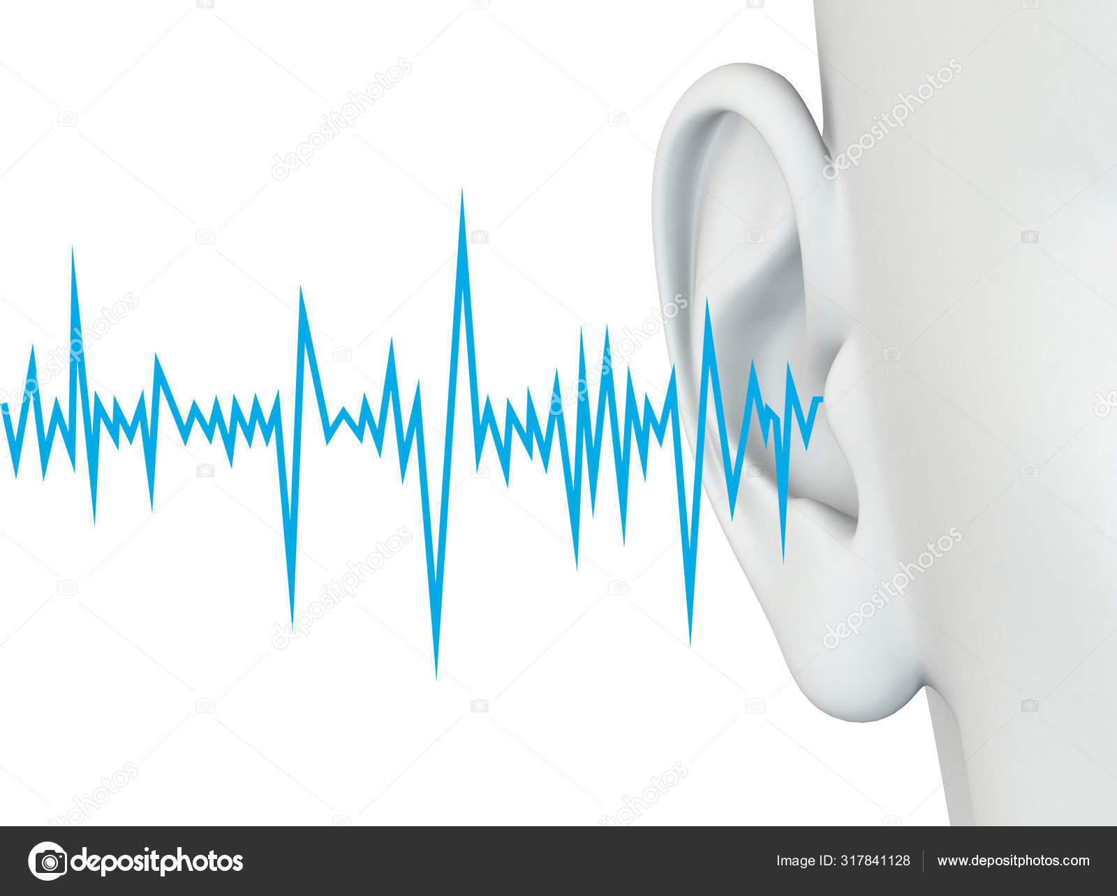 Human ear with blue soundwave, tinnitus, medically 3D illustrat — Stock ...