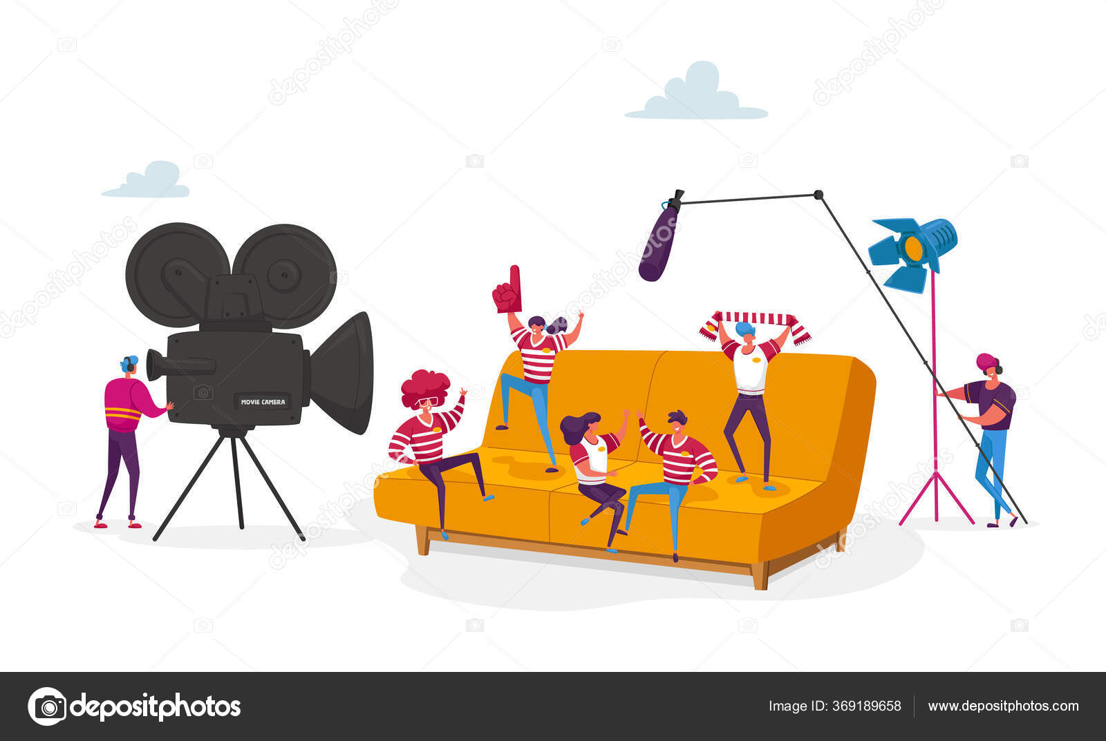 Tiny Characters Make Movie. Operator Using Camera, Staff with ...