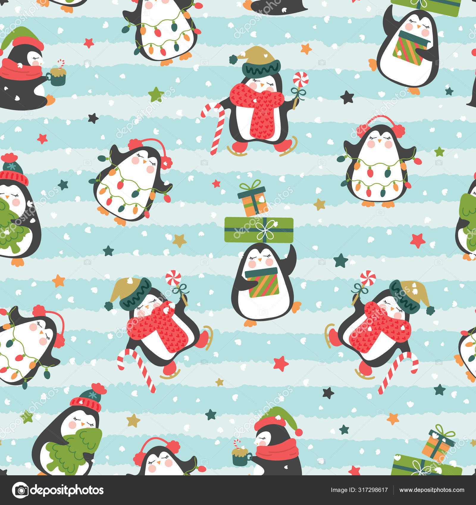 Cute Penguin Christmas Backgrounds