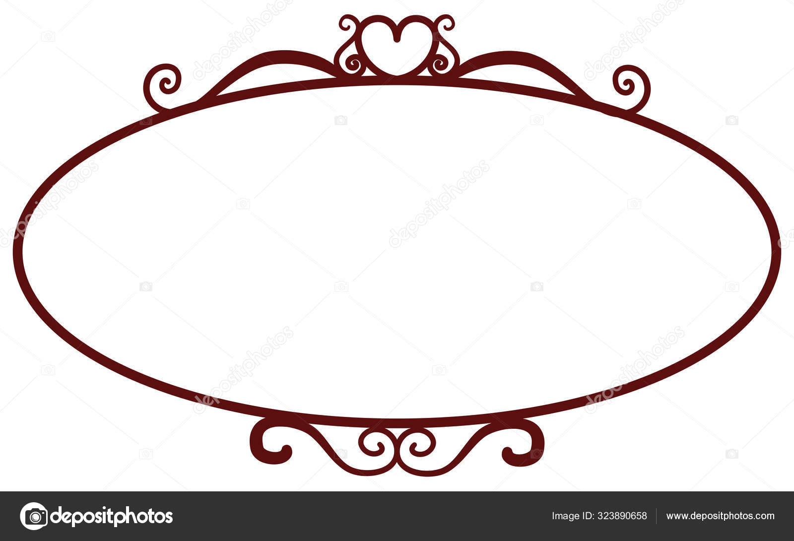 Dark red round vintage frames, design elements. Sketch hand drawn ...