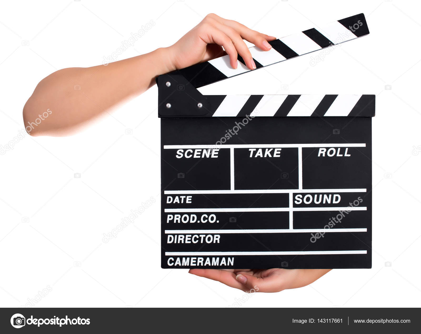 Hands holding a clapper board Stock Photo by ©stockce 143117661
