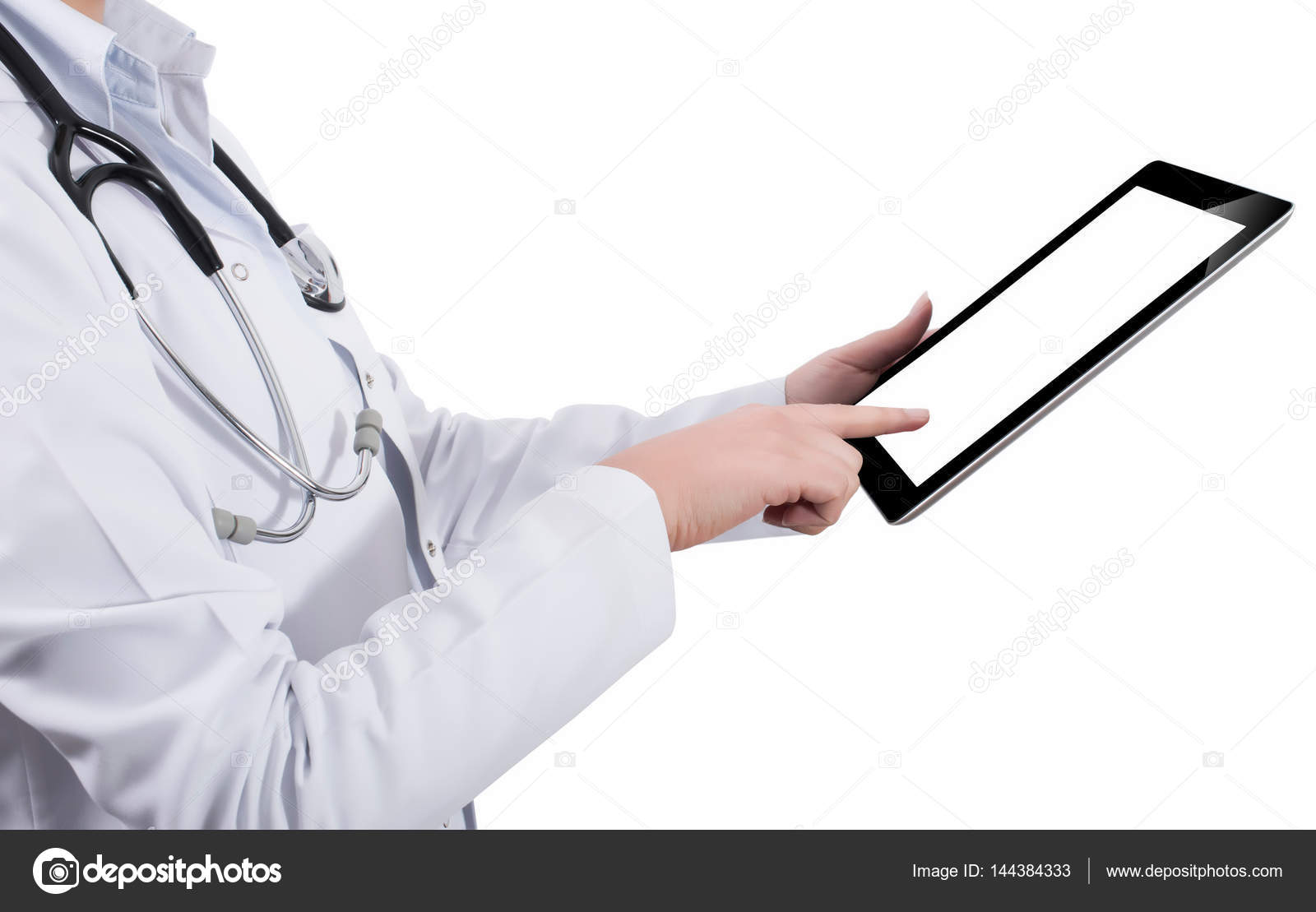 Female doctor hands holding tablet pcHand holding tablet pc isol Stock ...