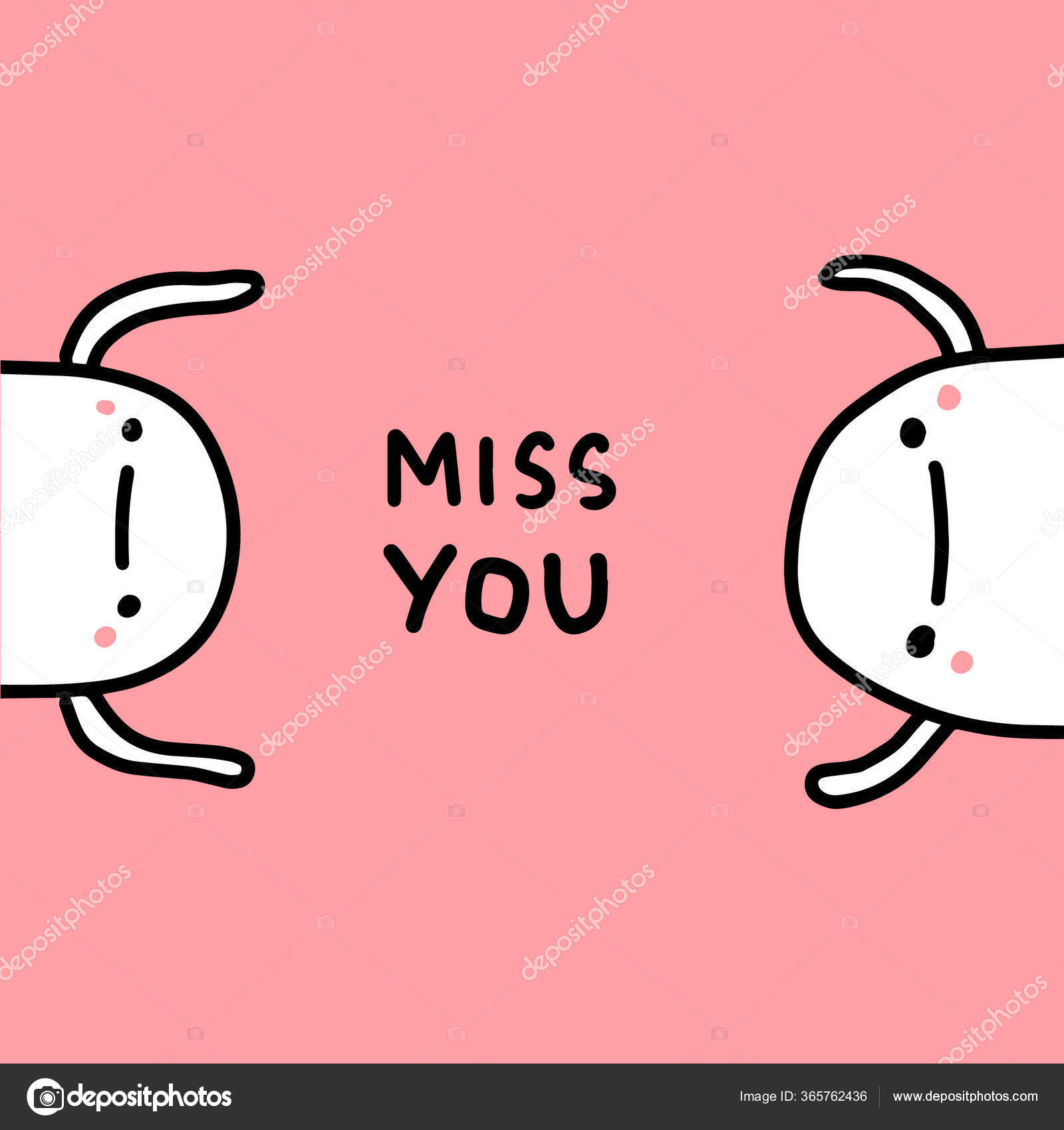 Miss You Hand Drawn Vector Illustration Cartoon Comic Style People ...