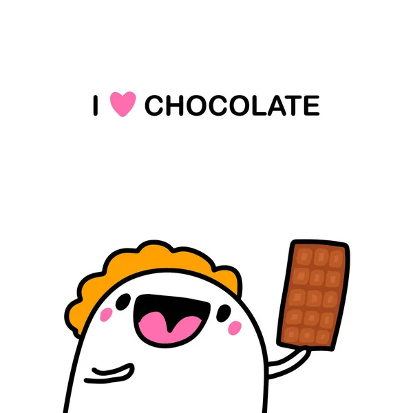 Me encanta la ilustración de vectores dibujados a mano de chocolate en ...
