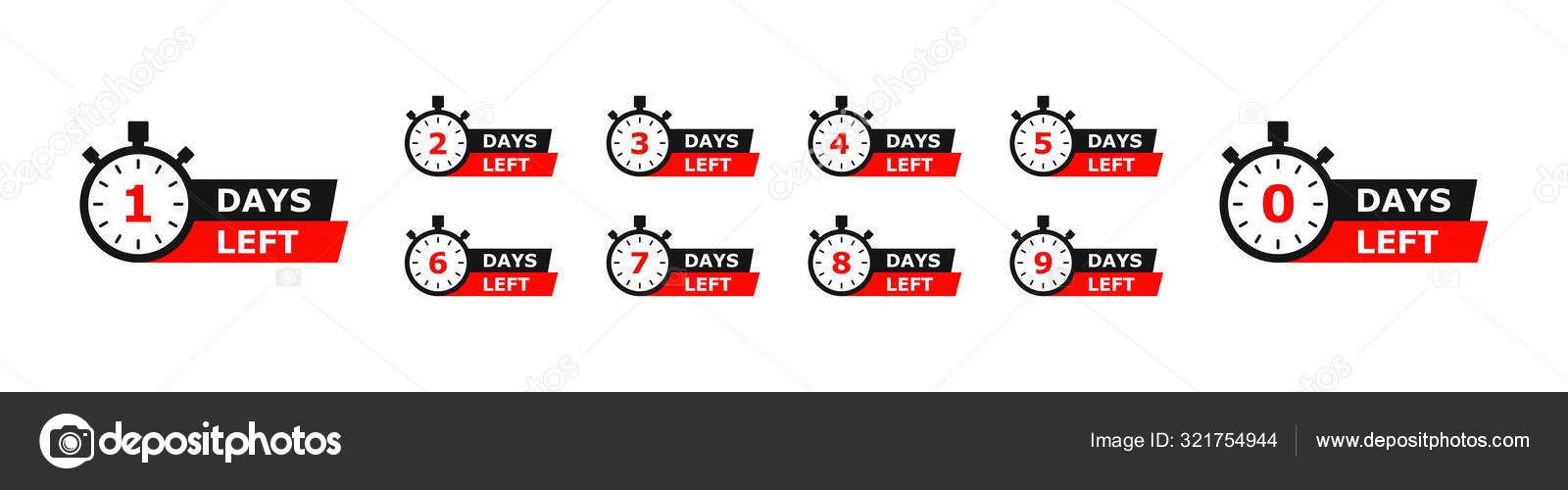 Countdown with clock isolated vector illustration. Clock timer s Stock ...
