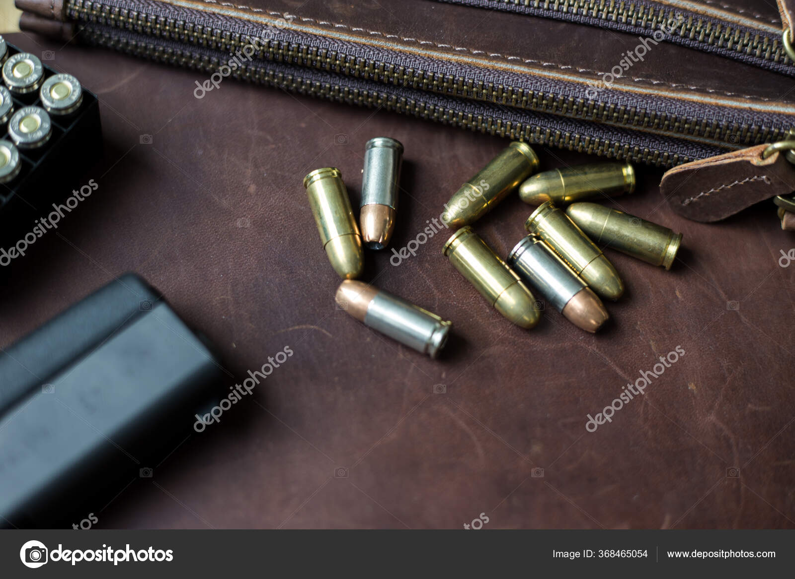 9Mm Sub Compact Everday Carry Modern Gun Bullet Leather Background ...