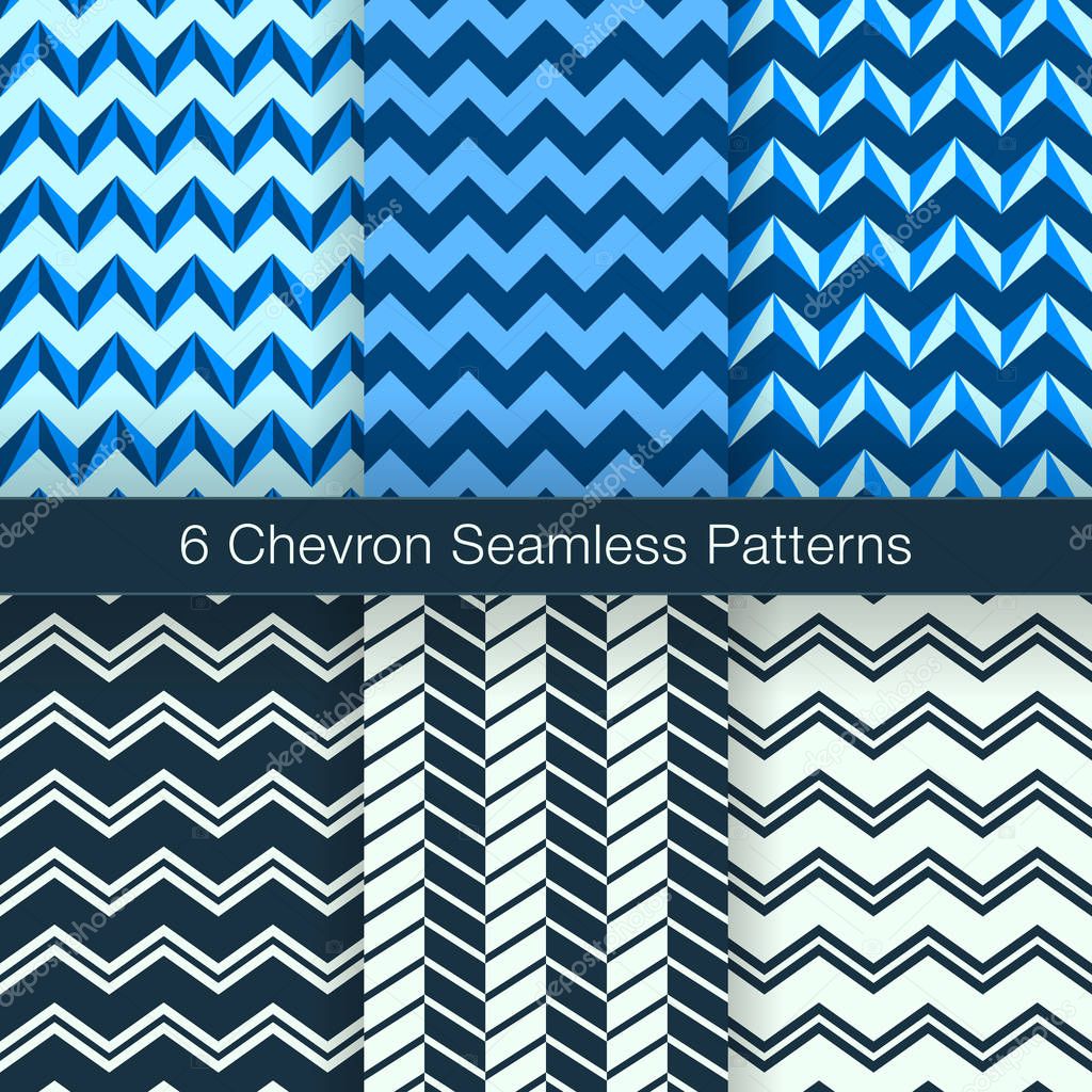Conjunto de 6 Chevron patrones sin costura. Cada Patrón está en un ...