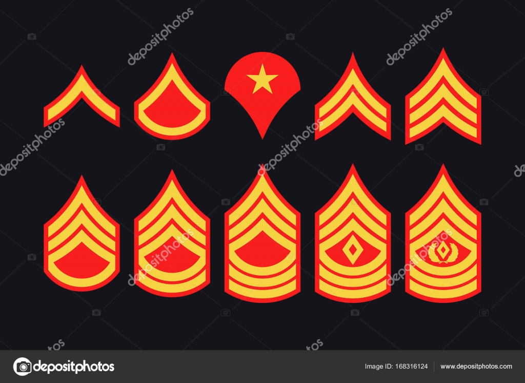 Military Ranks Stripes and Chevrons. Vector Set Army Insignia Stock ...