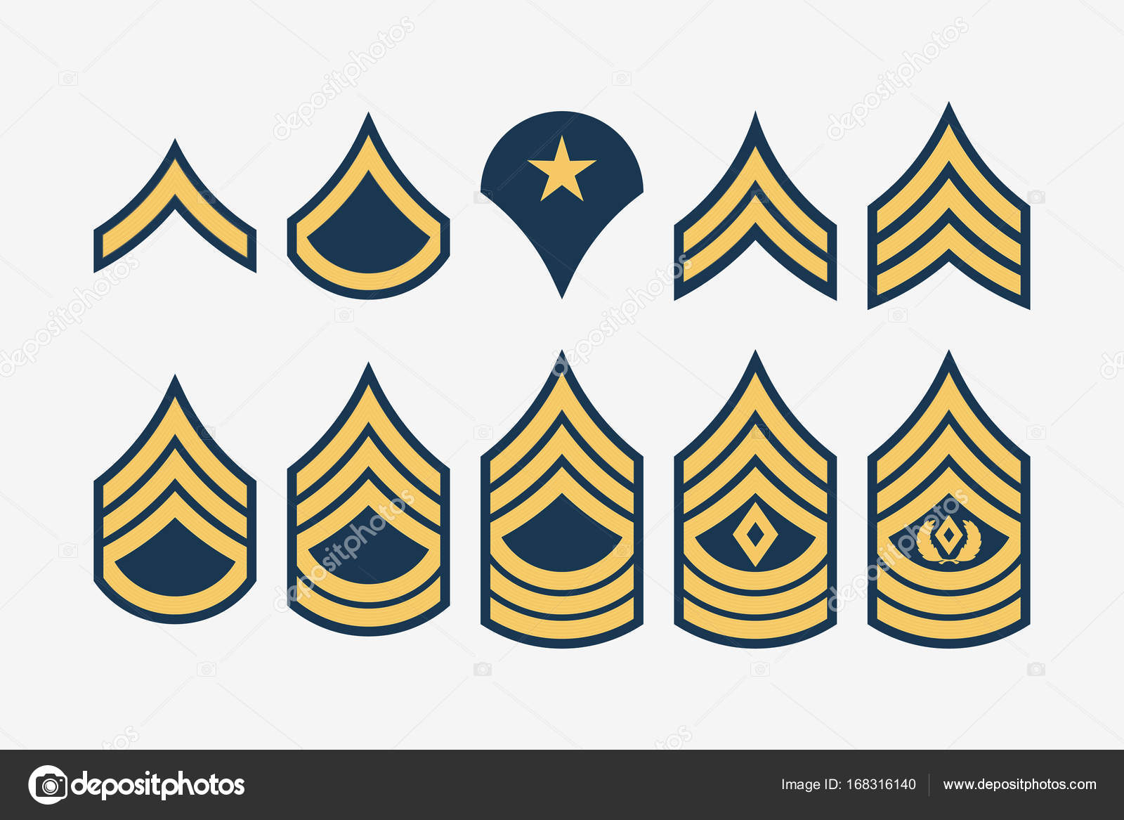 Military Ranks Stripes and Chevrons. Vector Set Army Insignia Stock ...