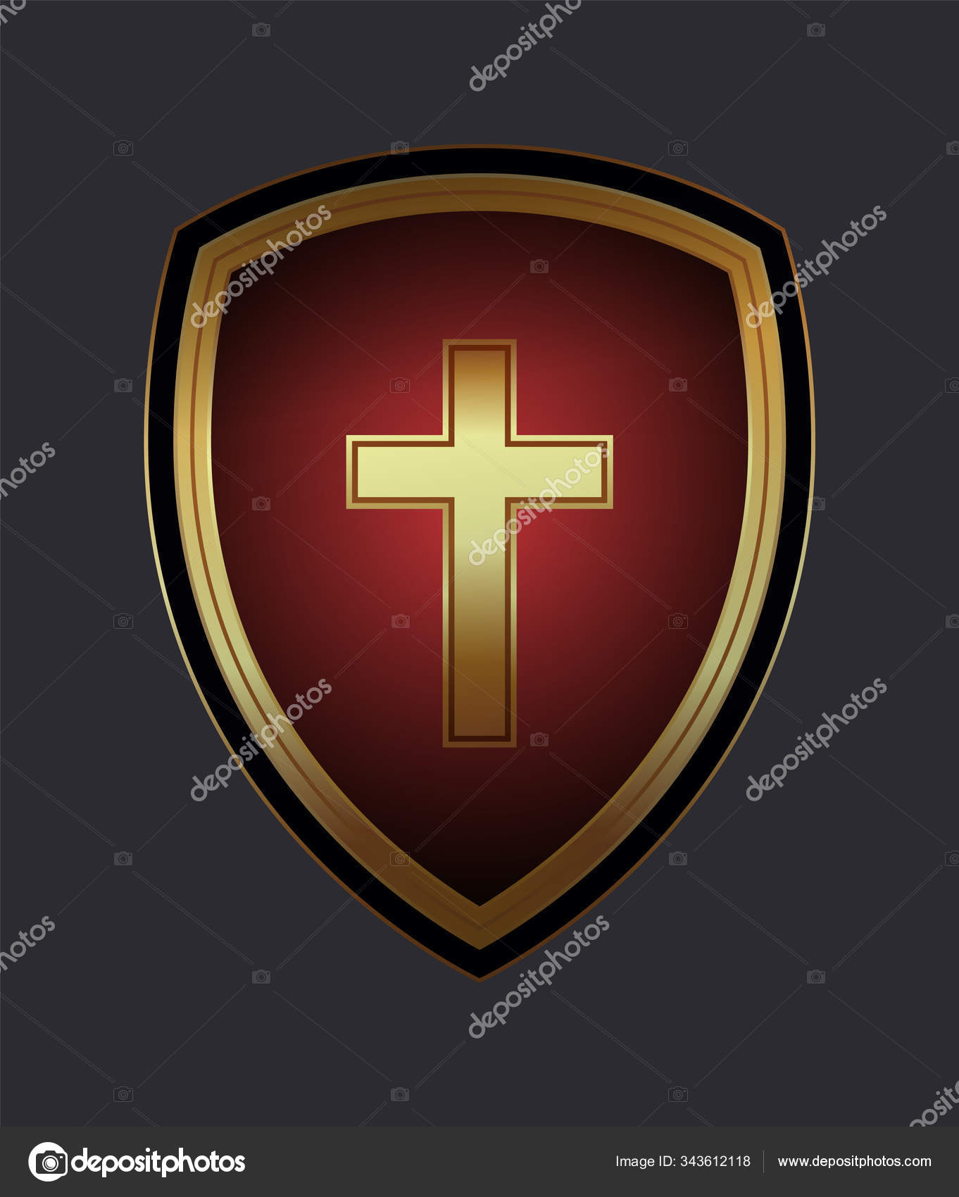 Christian Cross and Shield of Faith. Church Logo. Religious Stock ...