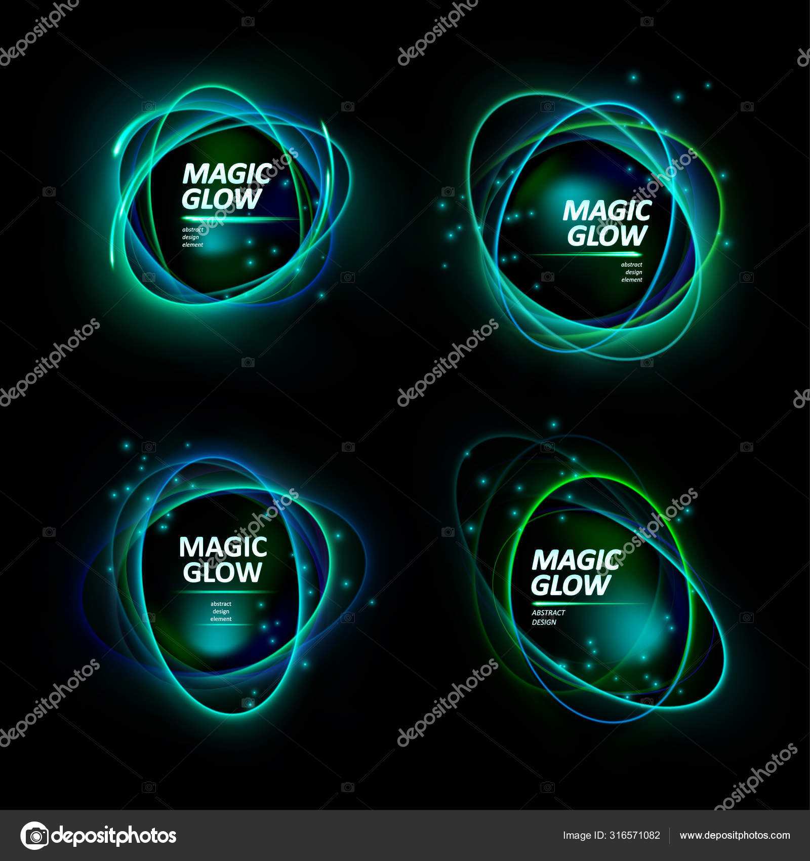 Magic light effects. Illustration isolated on dark background. Mystical ...