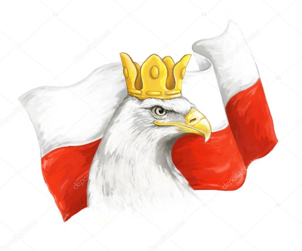 Polish flag cartoon | Cartoon eagle and polish flag - head in crown ...