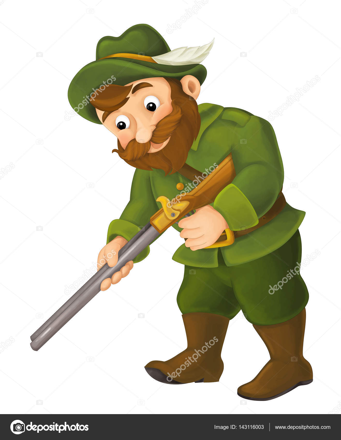 Cartoon happy hunter Stock Illustration by ©agaes8080 #143116003