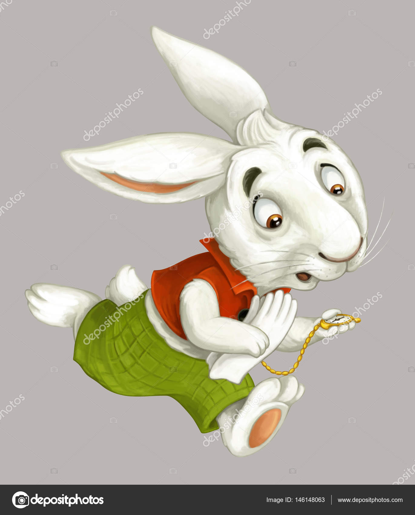 Cartoon rabbit looking on the watch Stock Illustration by ©agaes8080 ...