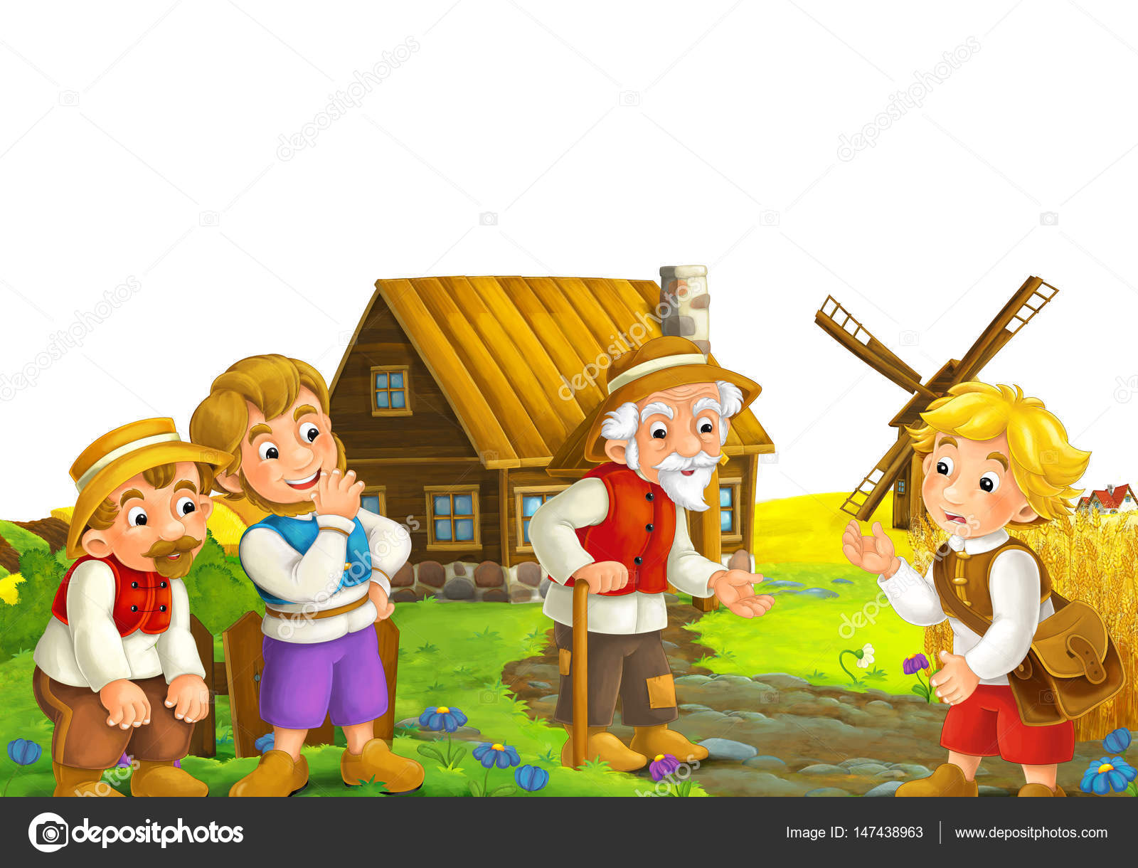 Scene with cartoon characters Stock Illustration by ©agaes8080 #147438963