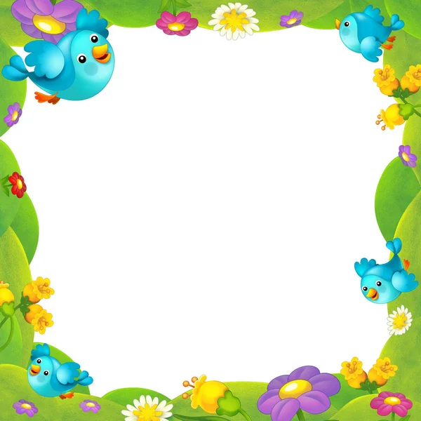 Frame with cute birds and meadow — Stock Photo © agaes8080 #149921034