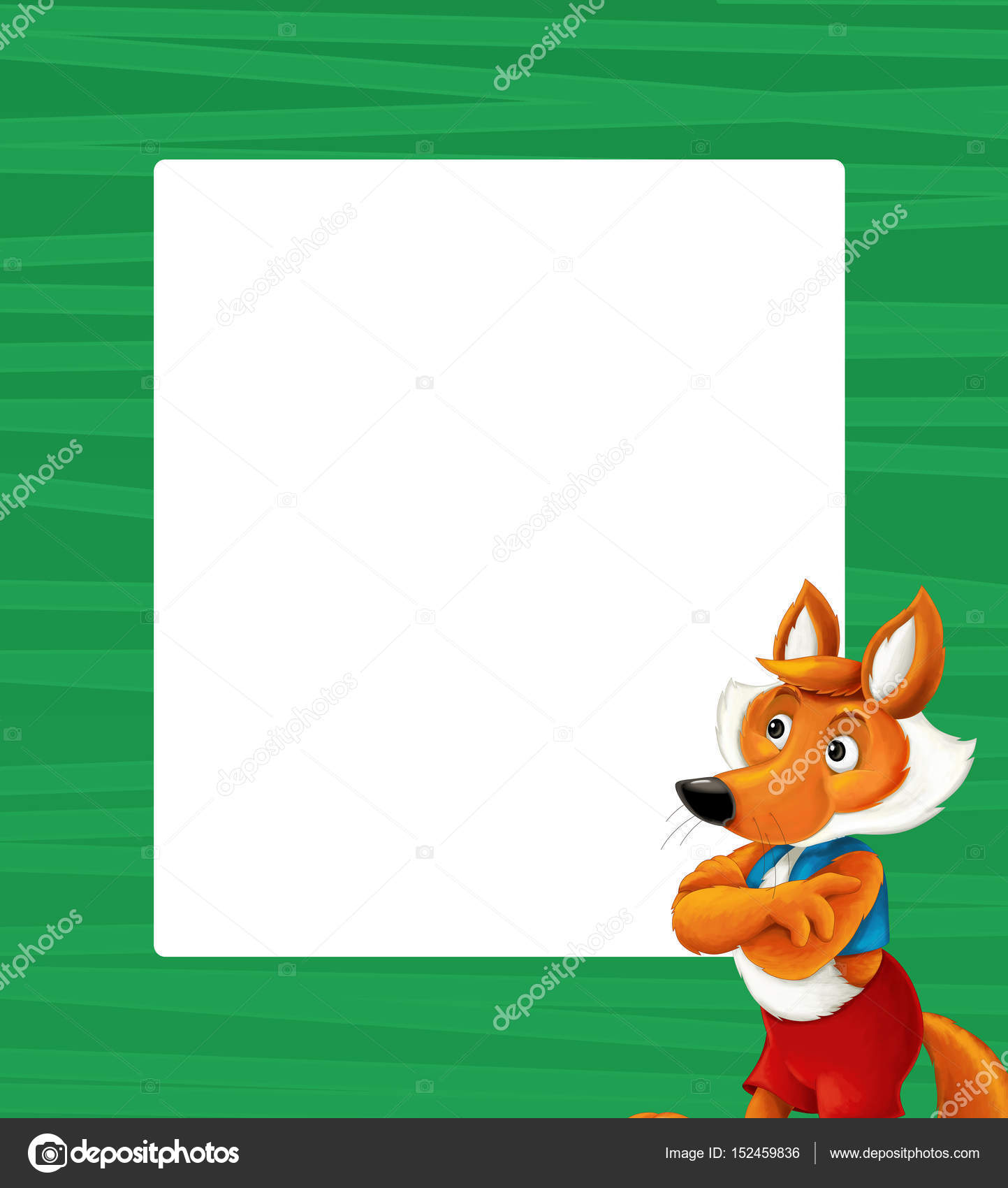 Frame with happy cartoon fox Stock Photo by ©agaes8080 152459836