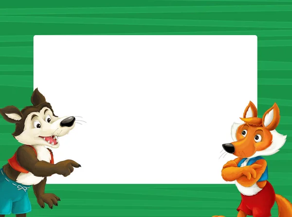 Frame with happy cartoon fox Stock Photo by ©agaes8080 152459836