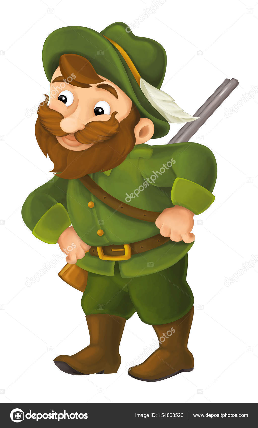 Cartoon happy hunter Stock Illustration by ©agaes8080 #154808526