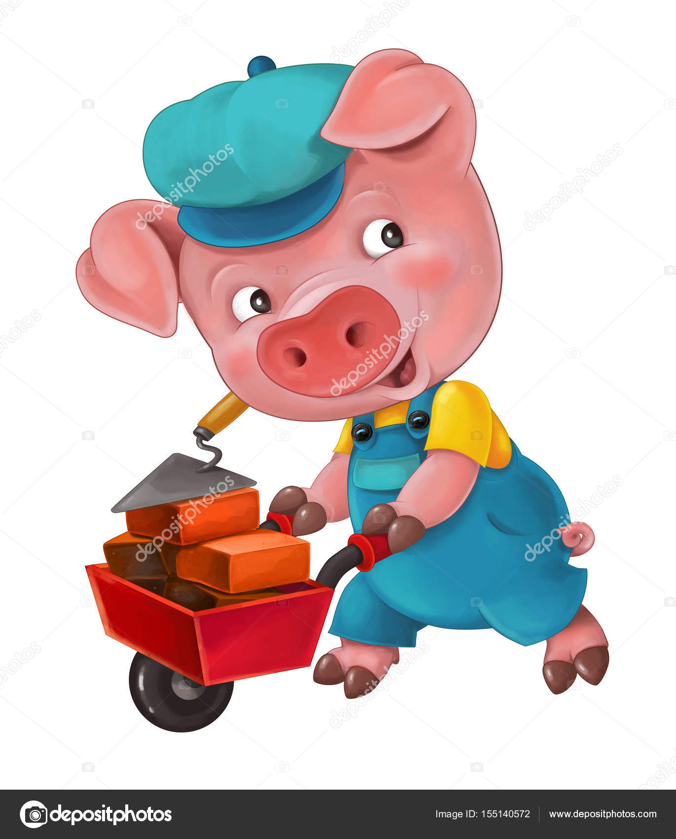 Cartoon pig in work outfit Stock Illustration by ©agaes8080 #155140572