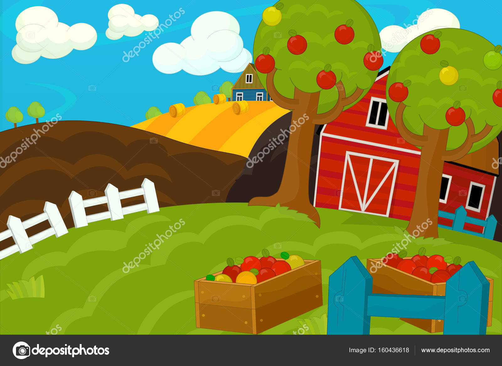 Granja de dibujos animados con campo Ilustración de archivo de ...