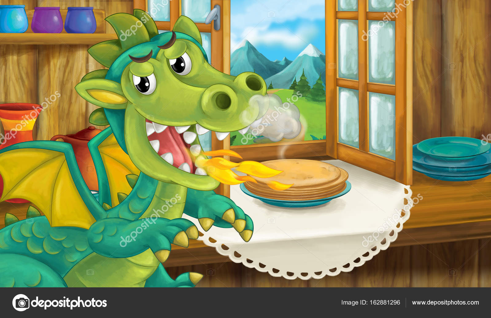 Dragon and pie on the table Stock Photo by ©agaes8080 162881296