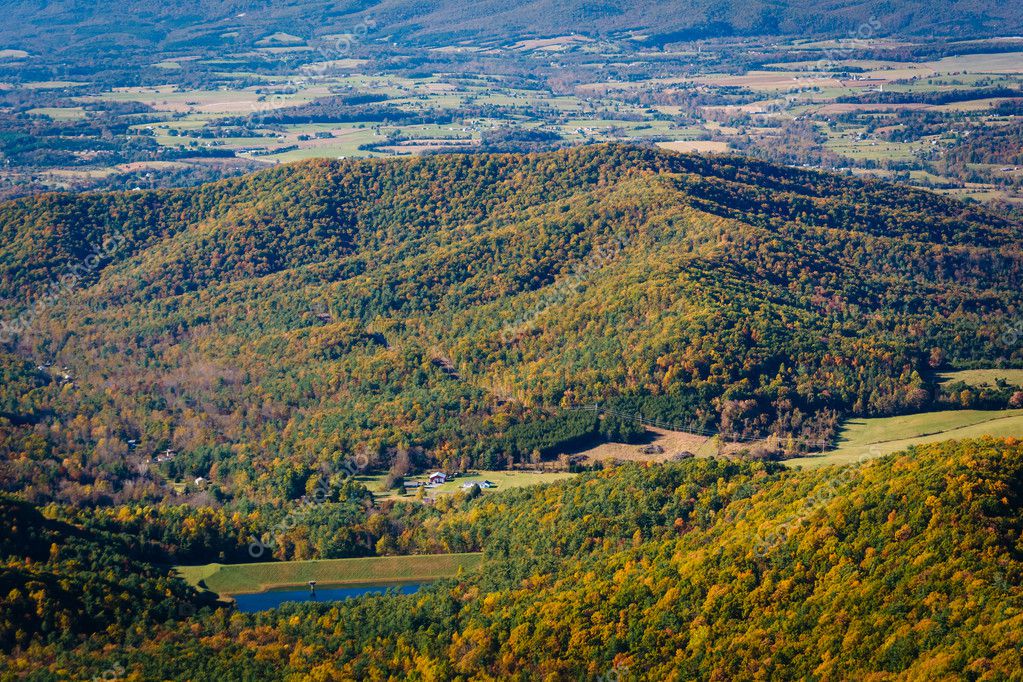 View of fall color in the Shenandoah Valley, from Skyline Drive Stock ...