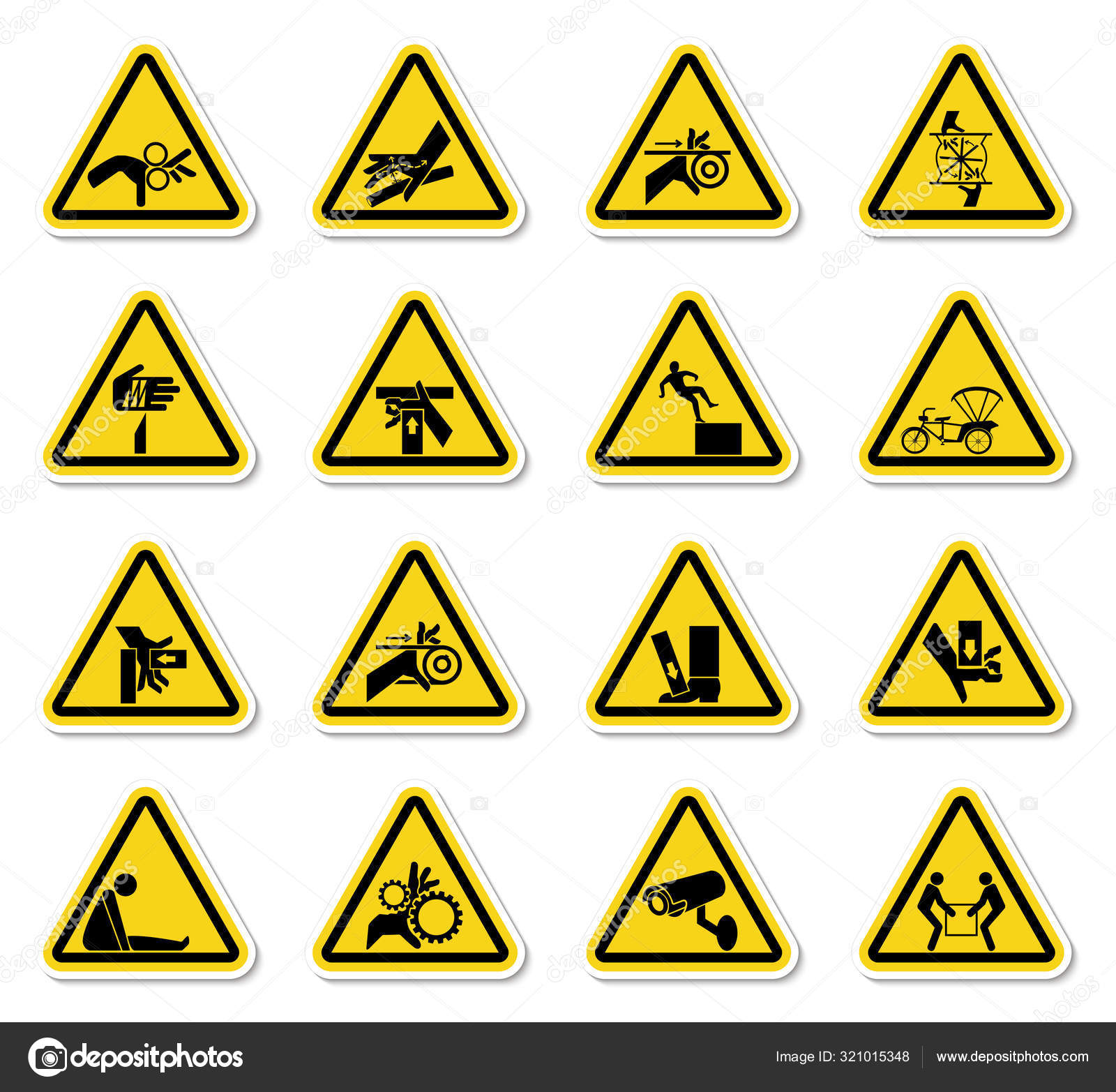 Varning Fara Symboler etiketter Logga in Isolera på vit bakgrund ...