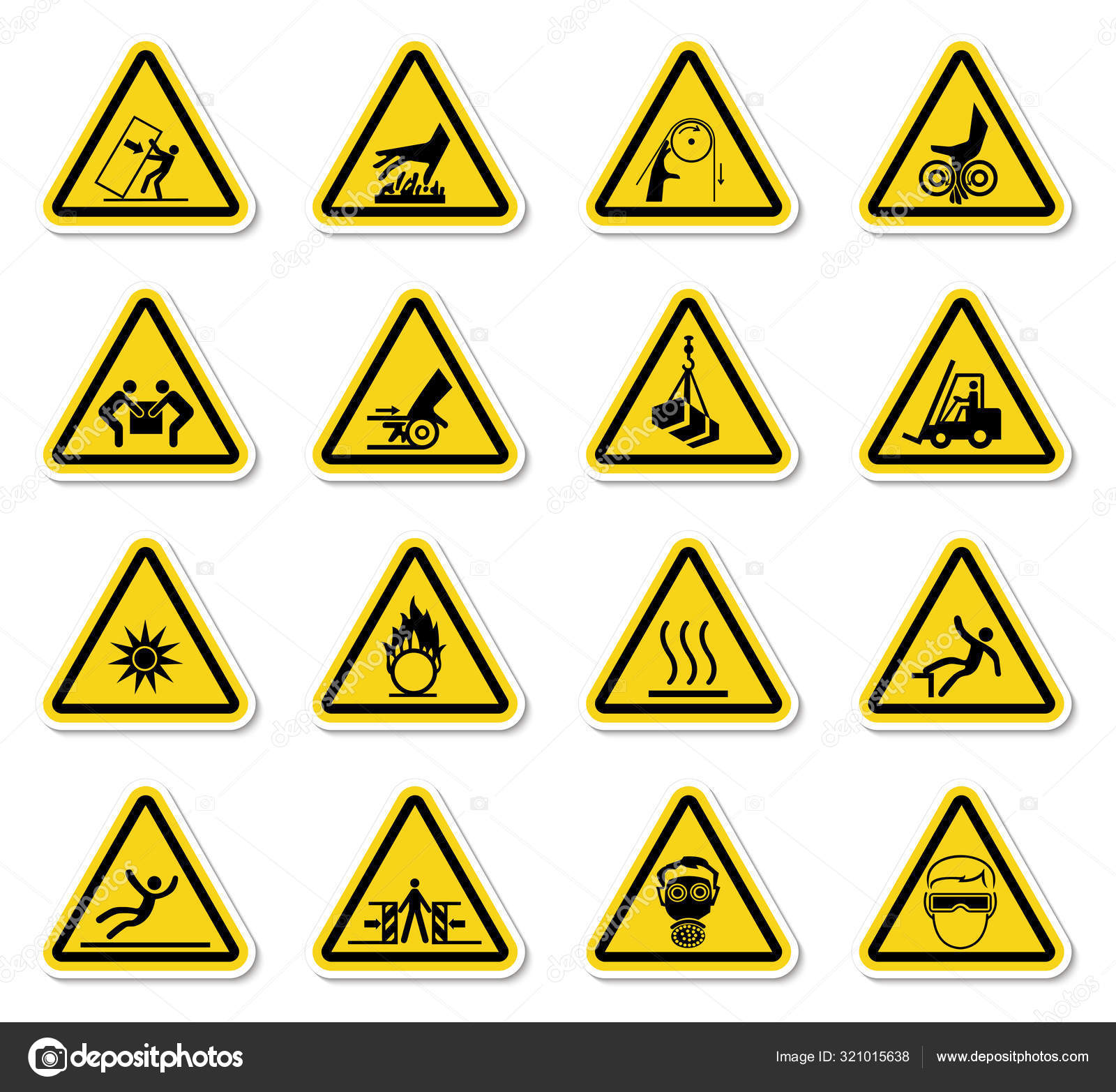 Etiquetas de símbolos de peligro de advertencia Sign Isolate sobre ...