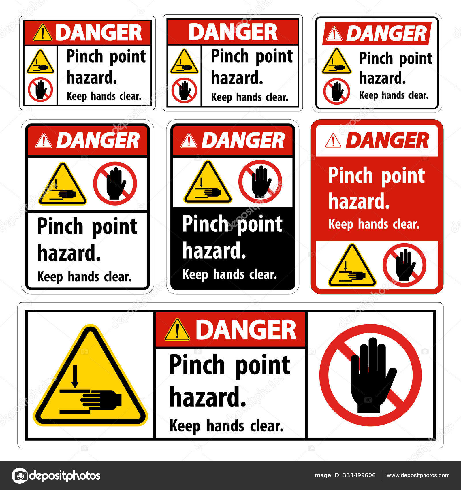 Danger Pinch Point Hazard,Keep Hands Clear Symbol Sign Isolate on White ...