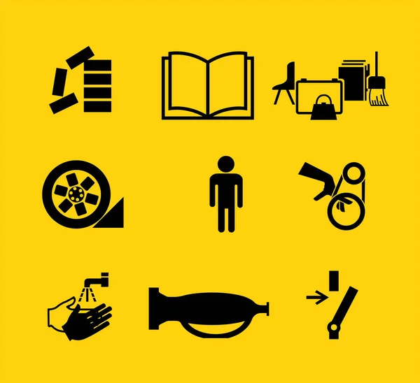 Warning Signs Industrial Hazards Icon Labels Sign Isolated White ...