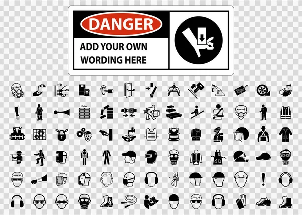 Signo de seguridad de símbolos Peligro lable Aislamiento sobre fondo ...