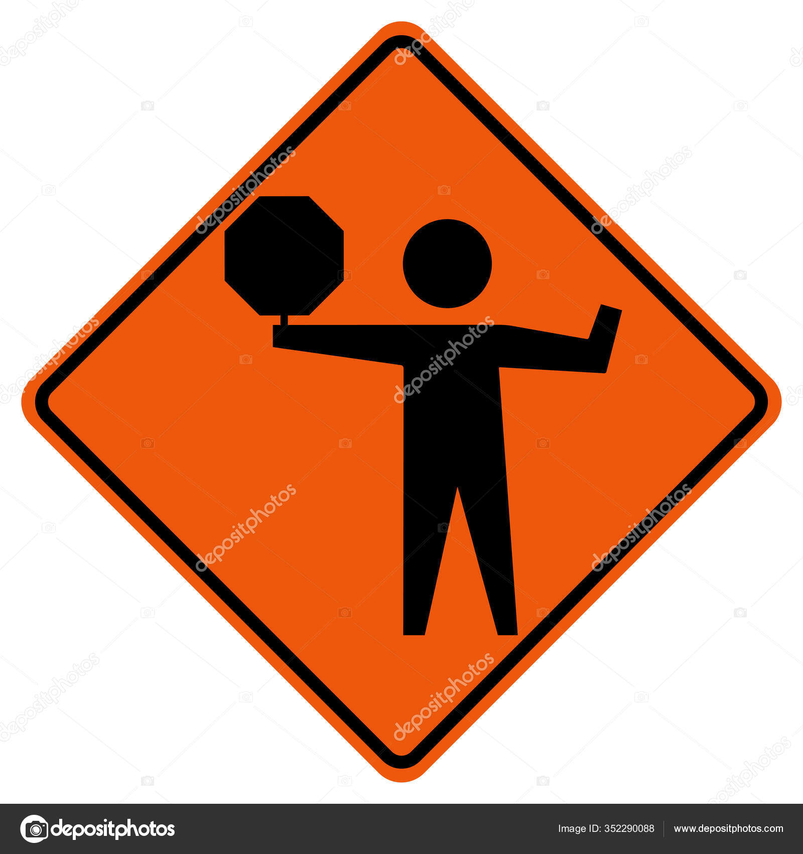 Flagger Road Sign