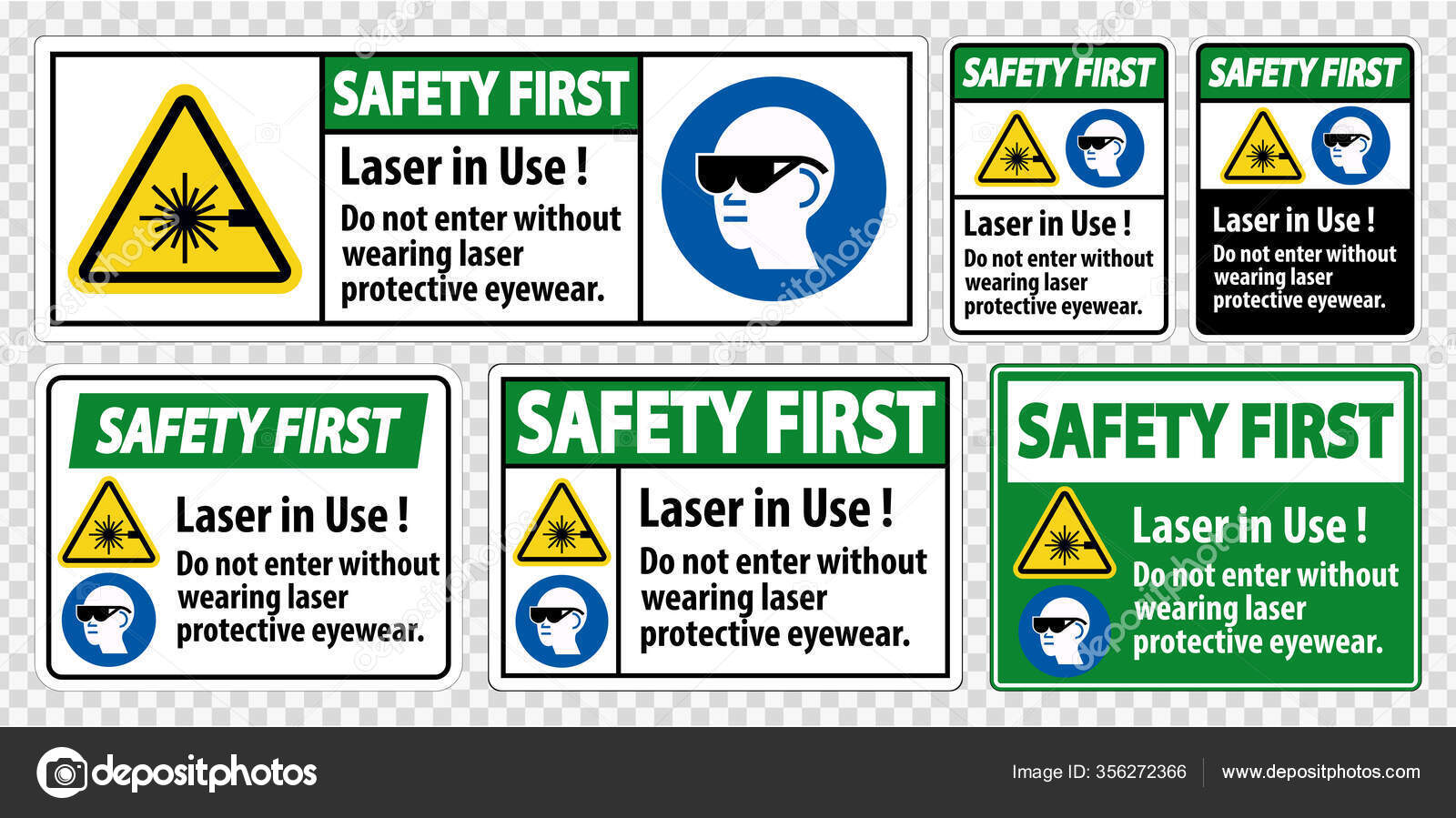 Safety First Ppe Safety Label Laser Use Enter Wearing Laser Stock ...