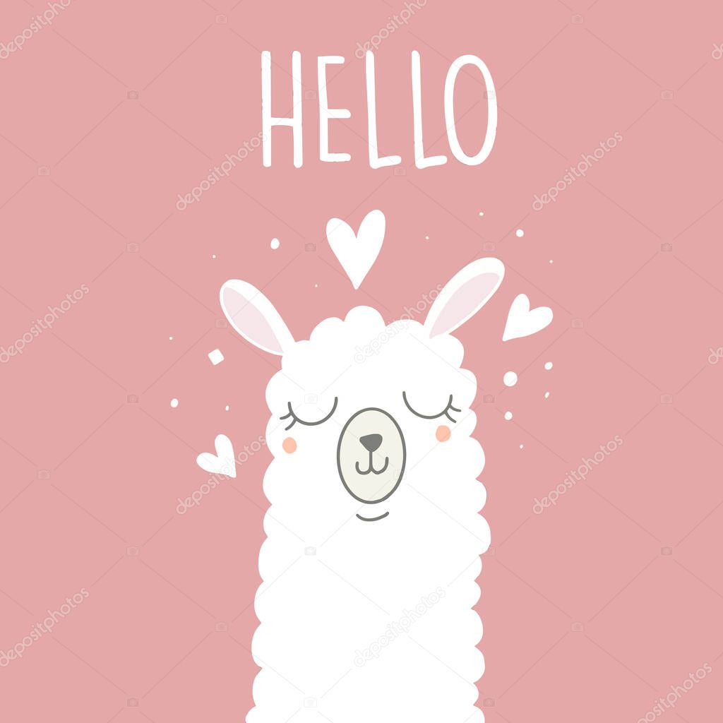 Lindo Ilustraci n Llama. Lindo personaje de dibujos animados alpaca. Se ...